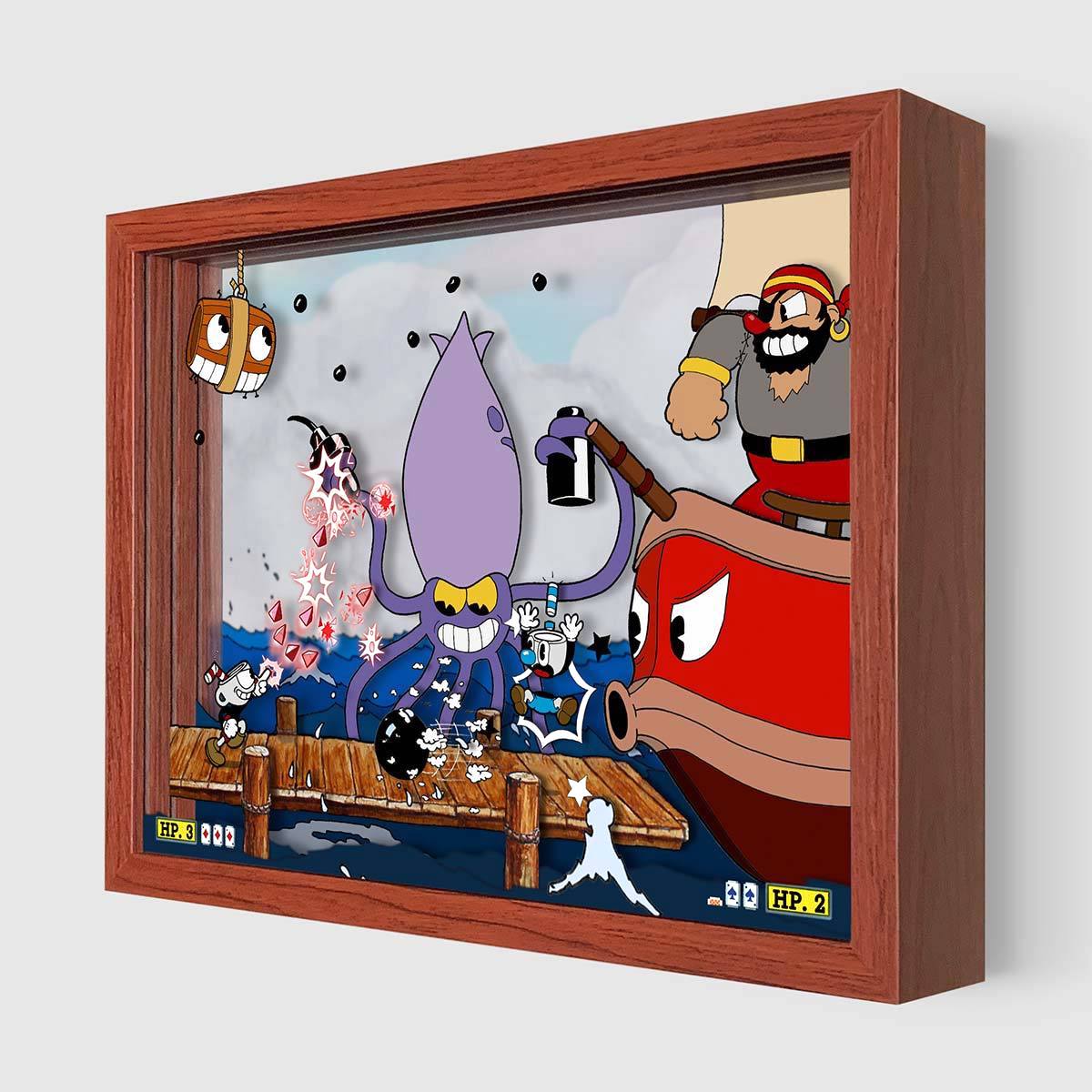 Cuphead - Captain Brineybeard Shadowbox Art | Artovision | PixelCrib